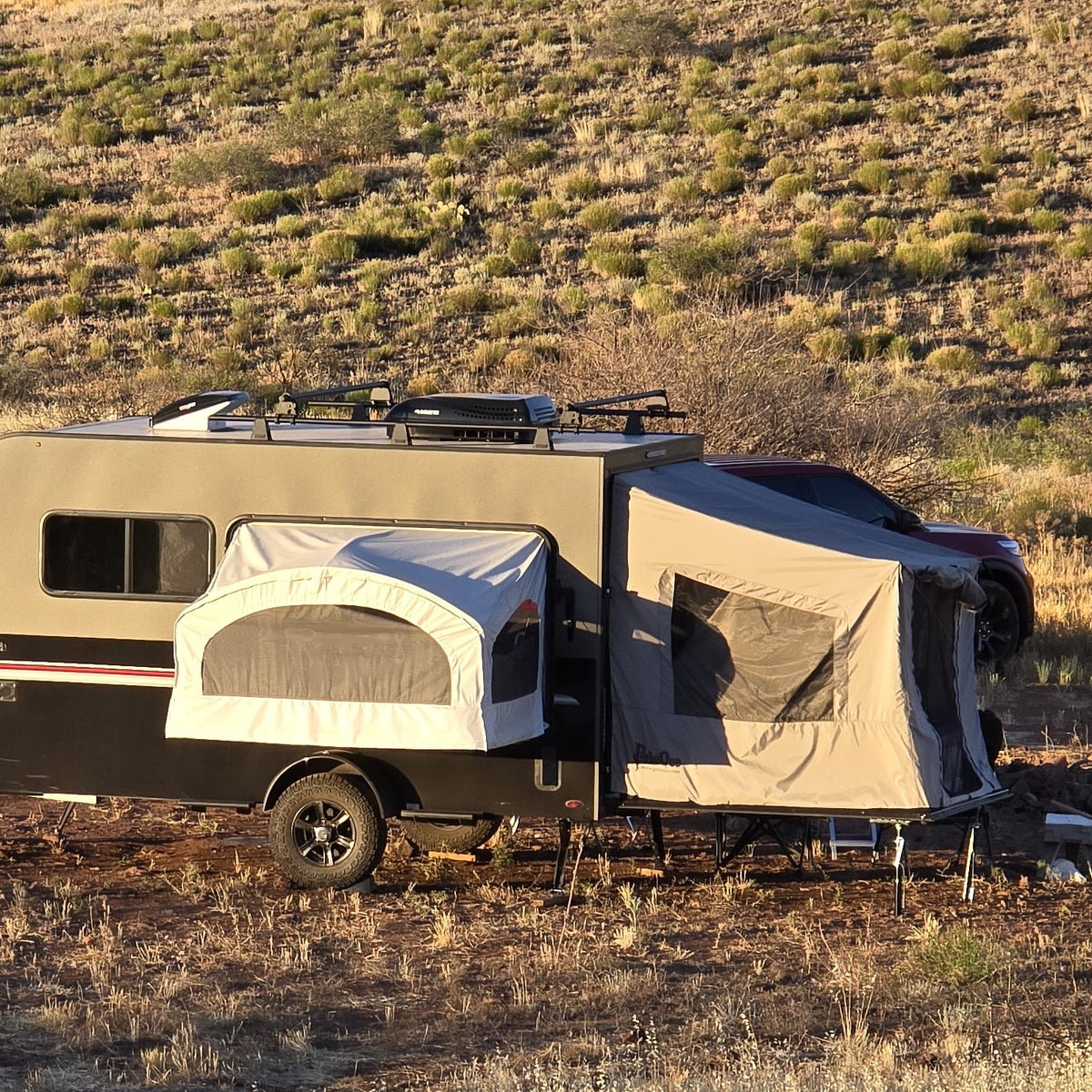 Toy Hauler Ramp Tent by PahaQue for the Intech Discovery Trailer ...